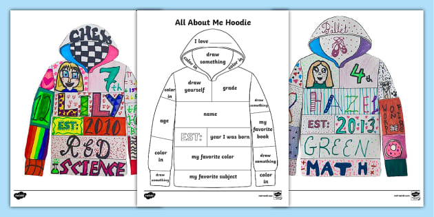 Printable Worksheet All About Me Hoodie Template Twinkl USA