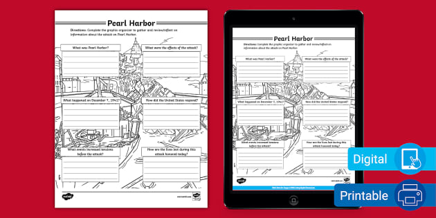 Pearl Harbor Graphic Organizer for 6th-8th Grade - Twinkl