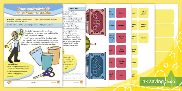 Crazy Sentence Coding Activity (teacher made)