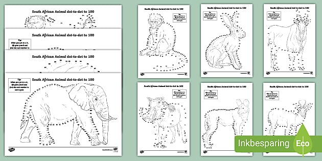 FREE South African Animal Dot To Dot Printables 0 To 100