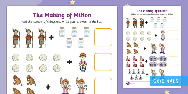 The Making of Milton Up to 10 Addition Sheet (teacher made)
