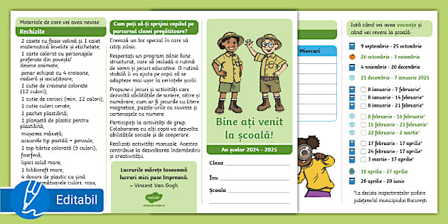 Clasa exploratorilor clasa 0 – Pliant pentru început de an