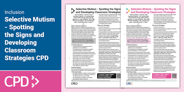 Selective Mutism Spotting The Signs And Developing Classroom Strategies