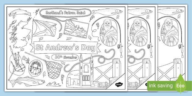 Saint Andrew's Day Doodle Colouring Pages (teacher made)
