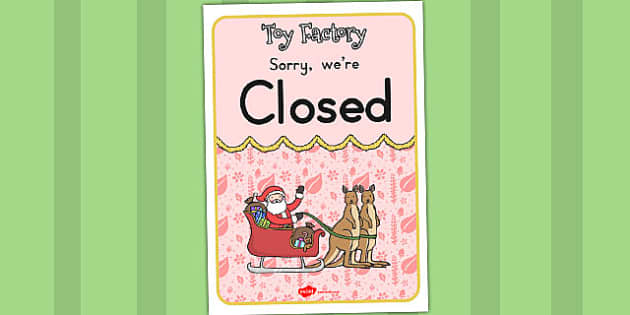 Toy Factory Closed Sign (teacher made) - Twinkl