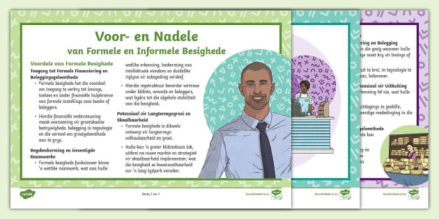 Voor En Nadele Van Formele En Informele Besighede Twinkl