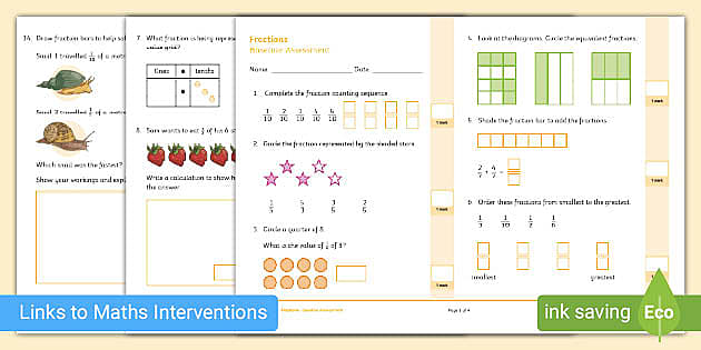 👉 Year 4 Fractions Baseline Assessment (teacher made)