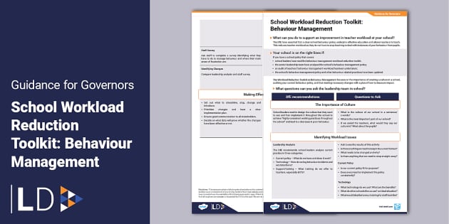 Governors: Workload Reduction Toolkit - Behaviour Management