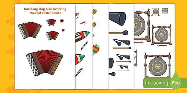 Harmony Day Size Ordering Musical Instruments (teacher made)