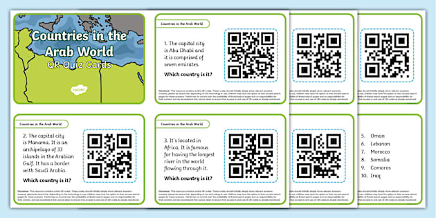 Countries in the Arab World QR Quiz Cards - Twinkl