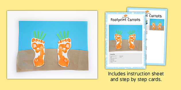 Footprint Carrots Craft Instructions (teacher made) - Twinkl