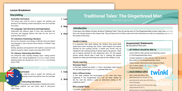 FREE! - Year 2 The Gingerbread Man Planning Overview