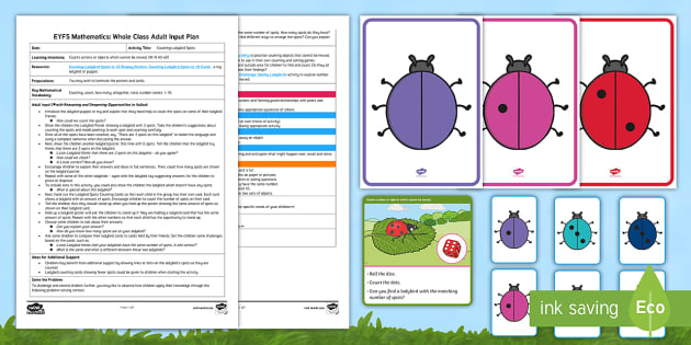 EYFS Maths: Counting Ladybird Spots Whole Class Adult Input Plan and ...