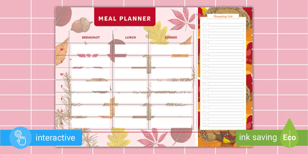 Autumn Theme Weekly Meal Planner | Twinkl Busy Bees - Twinkl