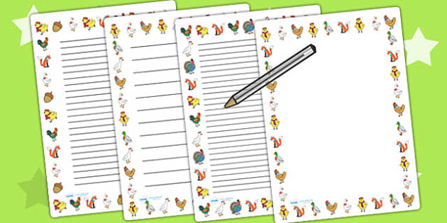 Chicken Licken Page Borders (teacher made) - Twinkl