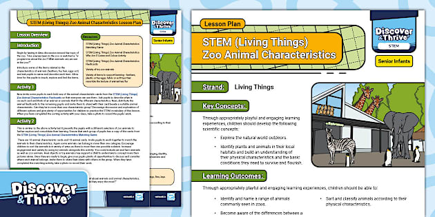 STEM (Living Things) Zoo Animal Characteristics Lesson Plan (Senior ...