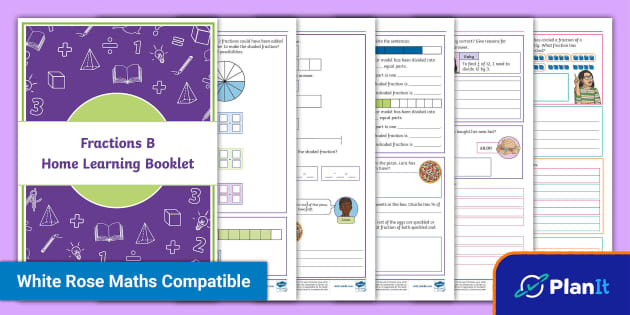 PlanIt Maths Year 3 Fractions Home Learning Booklet - Twinkl