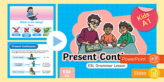 ESL Present Continuous Lesson {Kids} (teacher made) - Twinkl
