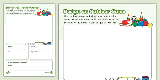Design an Outdoor Game Worksheet - Twinkl