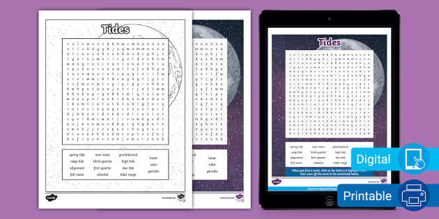 Tides Word Search for 6th-8th (teacher made) - Twinkl