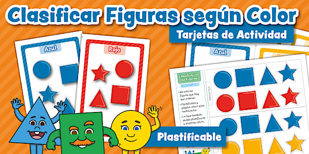 Tarjetas de Actividad: Clasificar Figuras según Color - Nivel 1