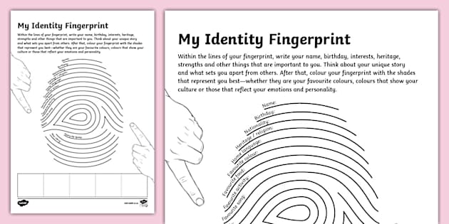 My Identity Fingerprint Activity Sheet - Twinkl My Identity Fingerprint Activity Sheet - Twinkl