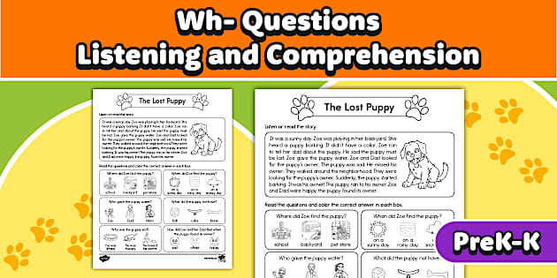 Wh- Questions The Lost Puppy Listening and Comprehension