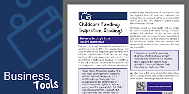 Childcare Funding: Inspection Gradings for Early Years