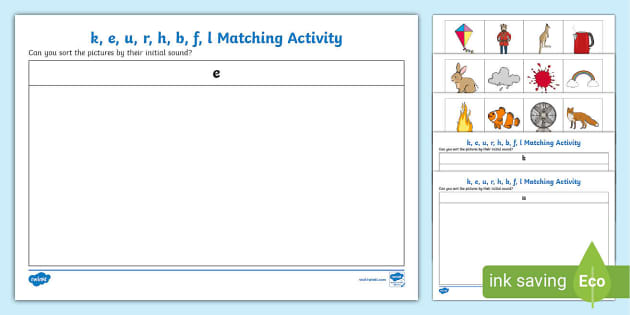 k, e, u, r, h, b, f, l Initial Sounds Sorting Cutting Skills Activity