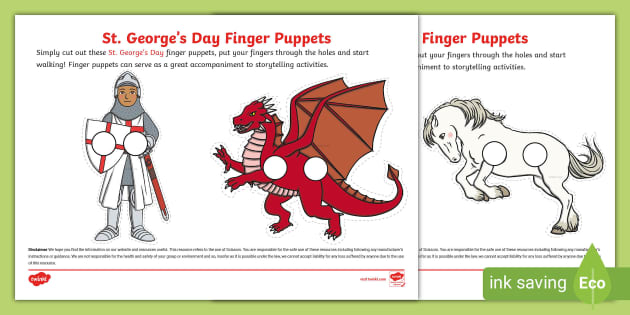St. George's Day Finger Puppets (teacher made) - Twinkl
