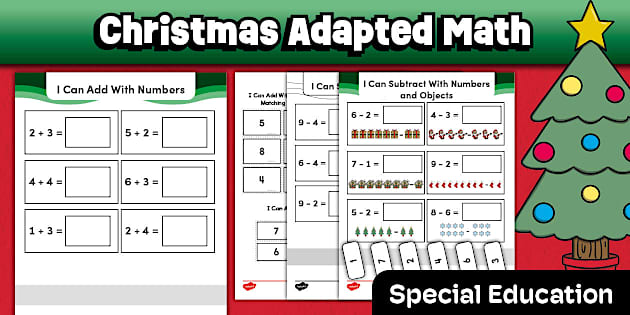 Christmas Addition and Subtraction Adapted Math Worksheets