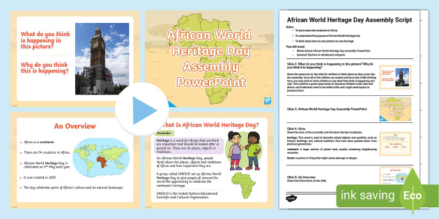 African World Heritage Day Assembly Pack - Twinkl