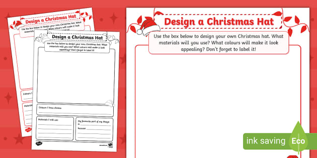 * NEW * Design a Design a Christmas Hat Worksheet - Twinkl