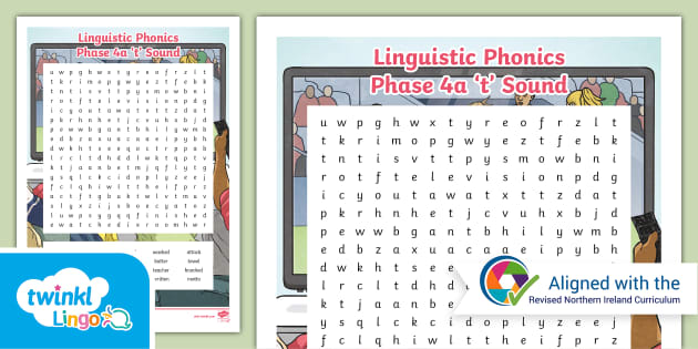NI Linguistic Phonics Phase 4a 't' Sound Word Search