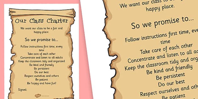 Editable Class Charter Template Our Class Rules Charter