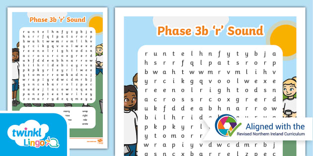 NI Linguistic Phonics Phase 3b 'r' Sound Word Search