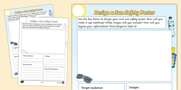 Design a Sun Safety Poster Worksheet (teacher made) - Twinkl