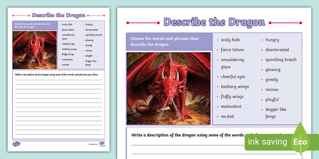 Describe the Dragon Writing Activity (teacher made) - Twinkl