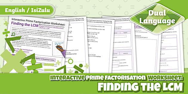 Grade 7 -Interactive Prime Factorisation: Finding the LCM