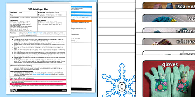 Matching Winter Clothes EYFS Adult Input Plan and Resource Pack