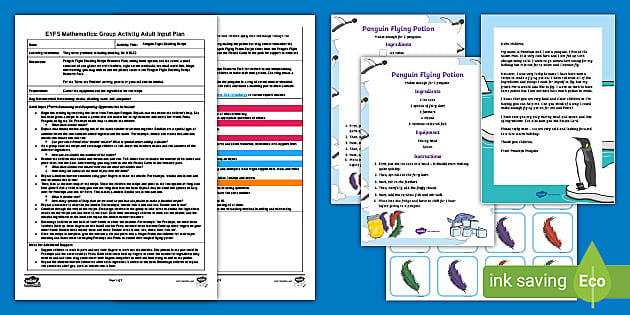 EYFS Maths: Penguin Flight Doubling Recipe Group Activity Adult Input ...