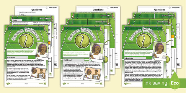 UKS2 Serena Williams Differentiated Comprehension Activity