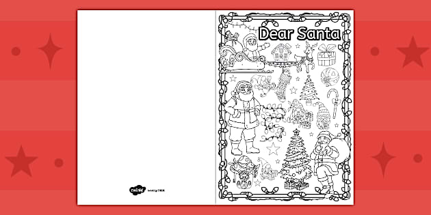 * NEW * Dear Santa Coloring Greetings Card (teacher made)