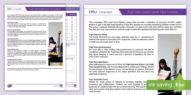 👉 Languages CPD: Pupil Voice Subject Leader Pack - Twinkl