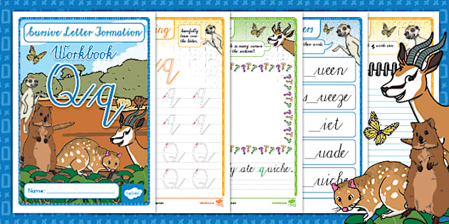 Cursive Letter Formation Workbook - Qq - Twinkl