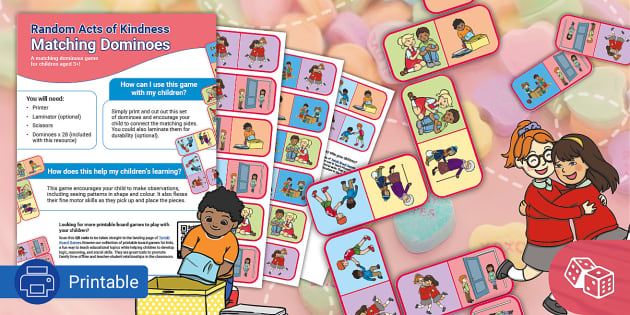 * NEW * Random Acts of Kindness Matching Dominoes Game for EYFS Kids