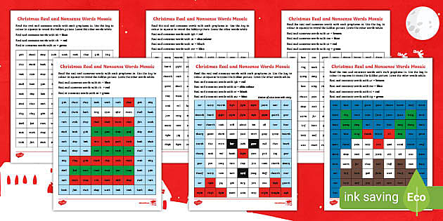 Christmas Phase 3 Phonics Mosaics Worksheet - Twinkl