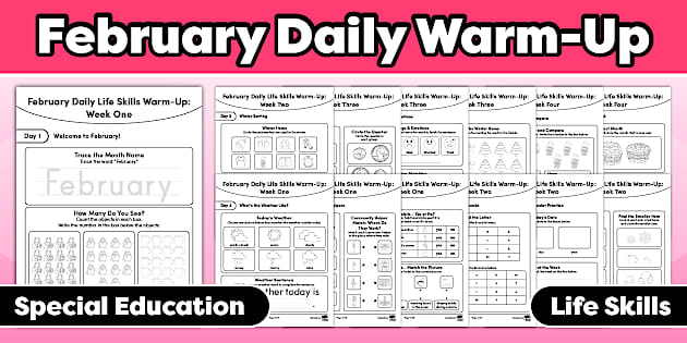 February Daily Life Skills Warm-Up Activities | Morning Work for ...