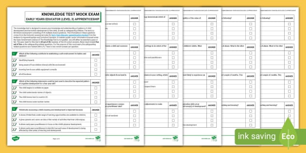 Knowledge Test Mock Exam | Early Years Educator (Level 3)