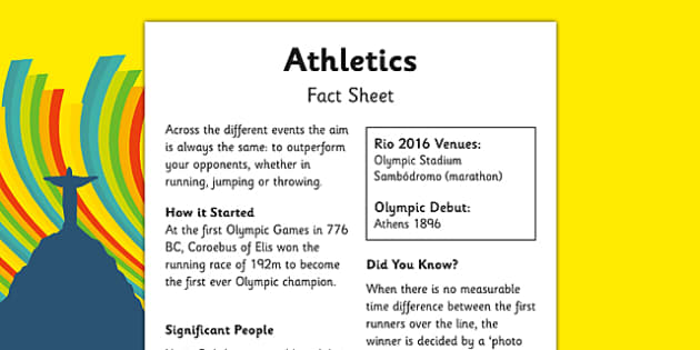 The Olympics Athletics Fact Sheet (teacher made)